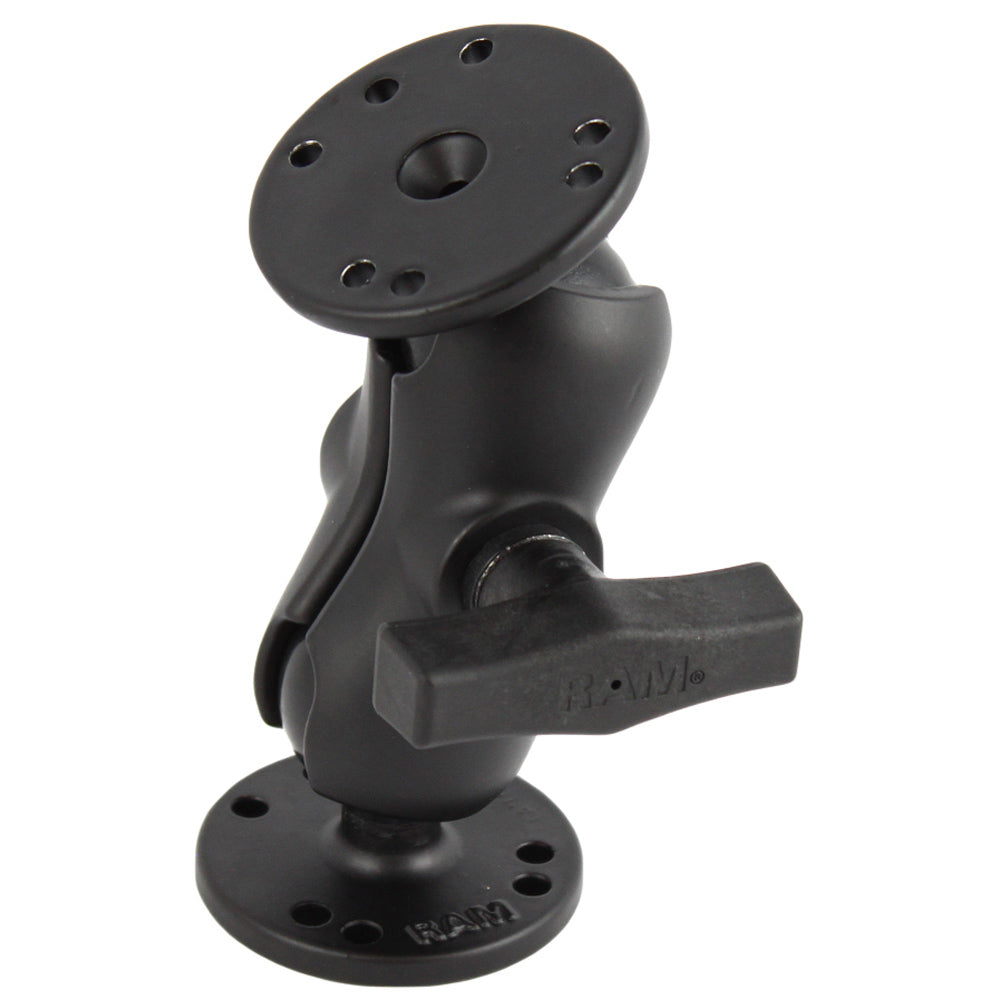 RAM Mount 1.5" Ball Mount w/Short Double Socket Arm & 2/2.5" Round ...
